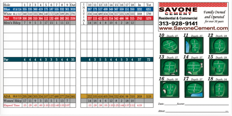 Scorecard – Taylor Golf
